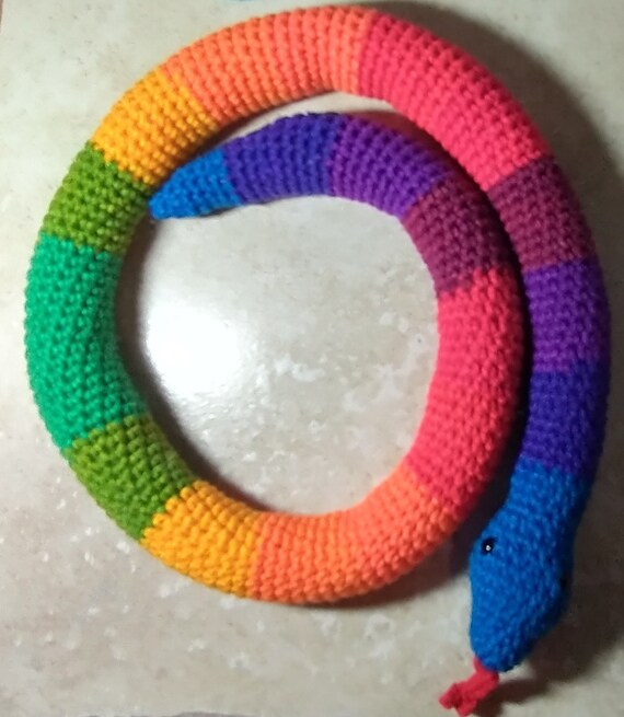 Crochet Rainbow Snake Stuffed Toy Amigurumi | Etsy