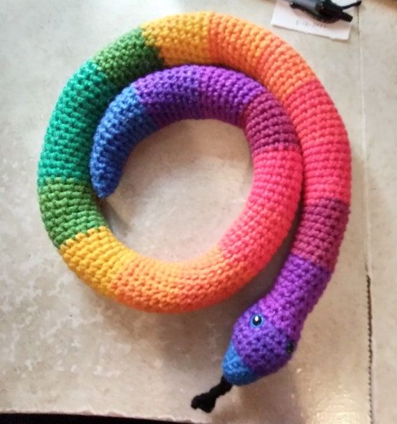 Crochet Rainbow Snake Stuffed Toy Amigurumi | Etsy