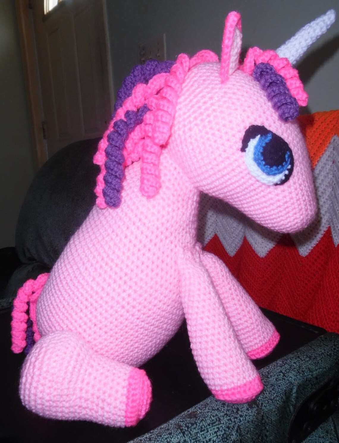 Pink & Purple Crochet Stuffed Unicorn Amigurumi Toy | Etsy