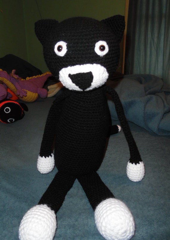 15 Inch Tall Crochet Black & White Kitty Cat | Etsy