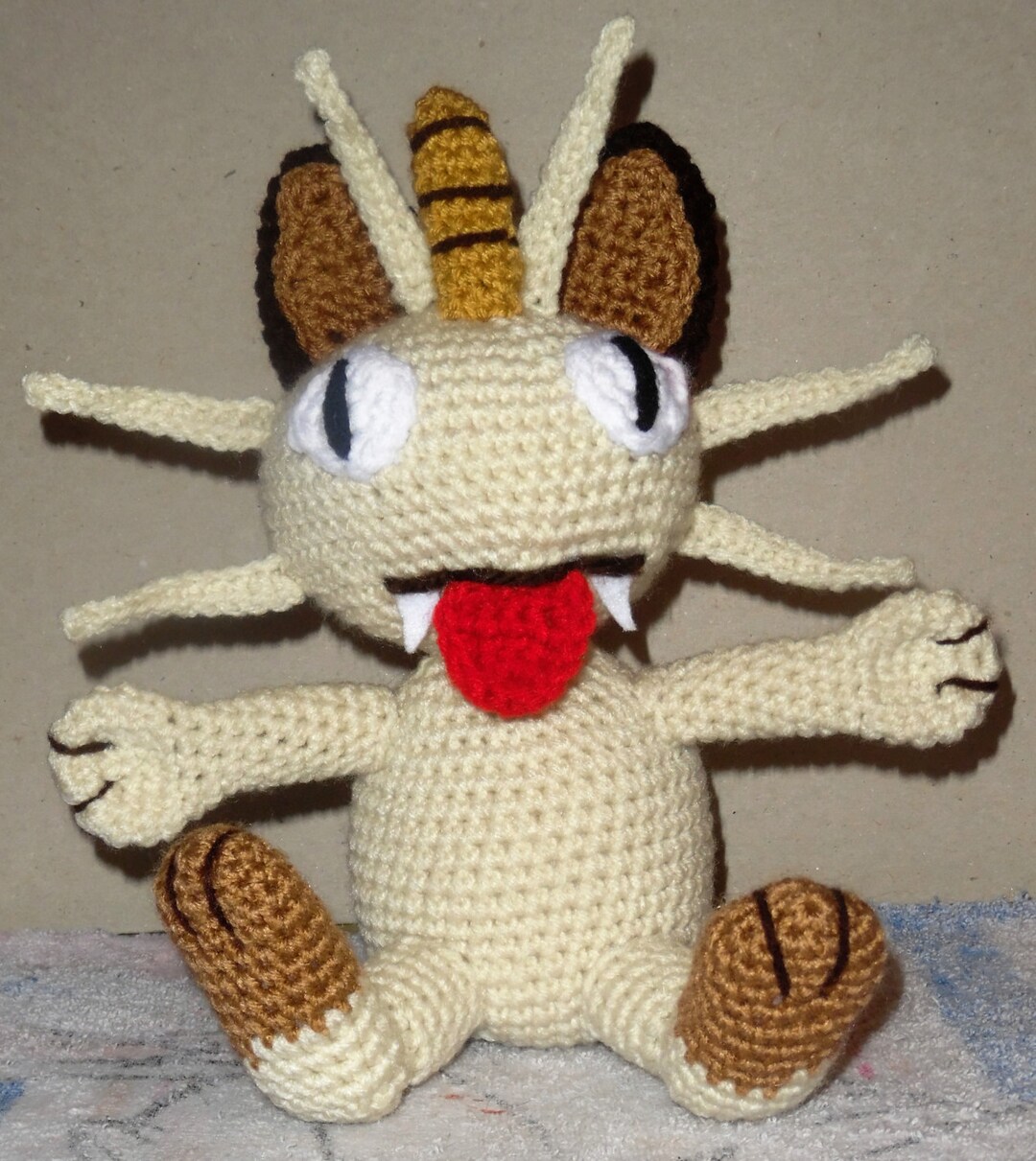 Crochet Pokemon Inspired Meowth Stuffed Toy Amigurumi - Etsy