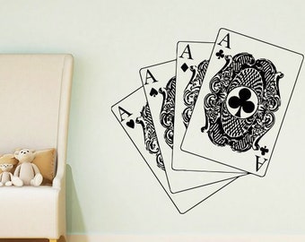 Poker Wall Decals Cards Casino Decal Colors Vinyl Stickers | Etsy