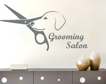 Wall Decals Grooming Salon Decal Trail Paw Print Scissors | Etsy