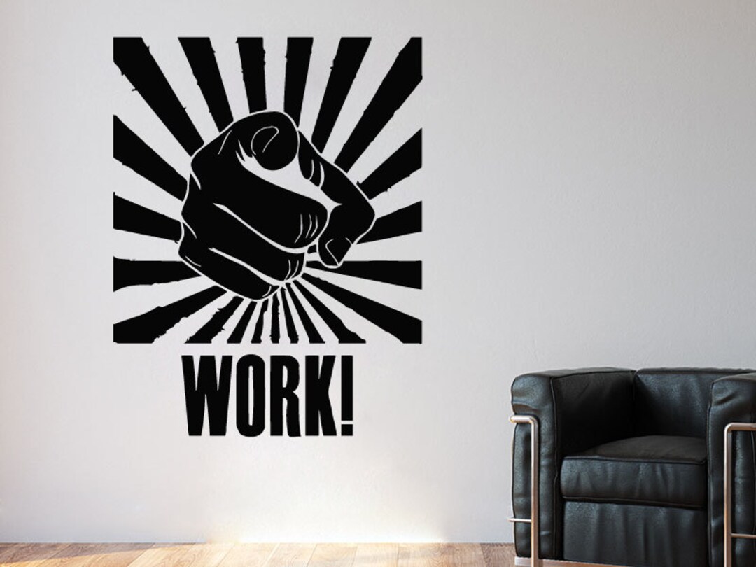 Wall Decals Quote Motivation Work Decal Hand Pointer Vinyl Sticker ...