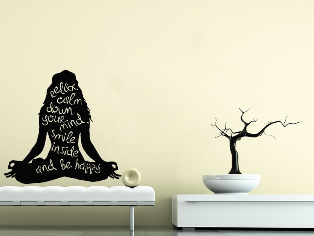 Wall Decals Quote Relax Calm Down Your Mind Decal Yoga Meditation Sport ...