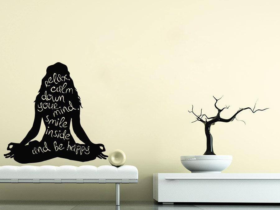 Wall Decals Quote Relax Calm Down Your Mind Decal Yoga | Etsy