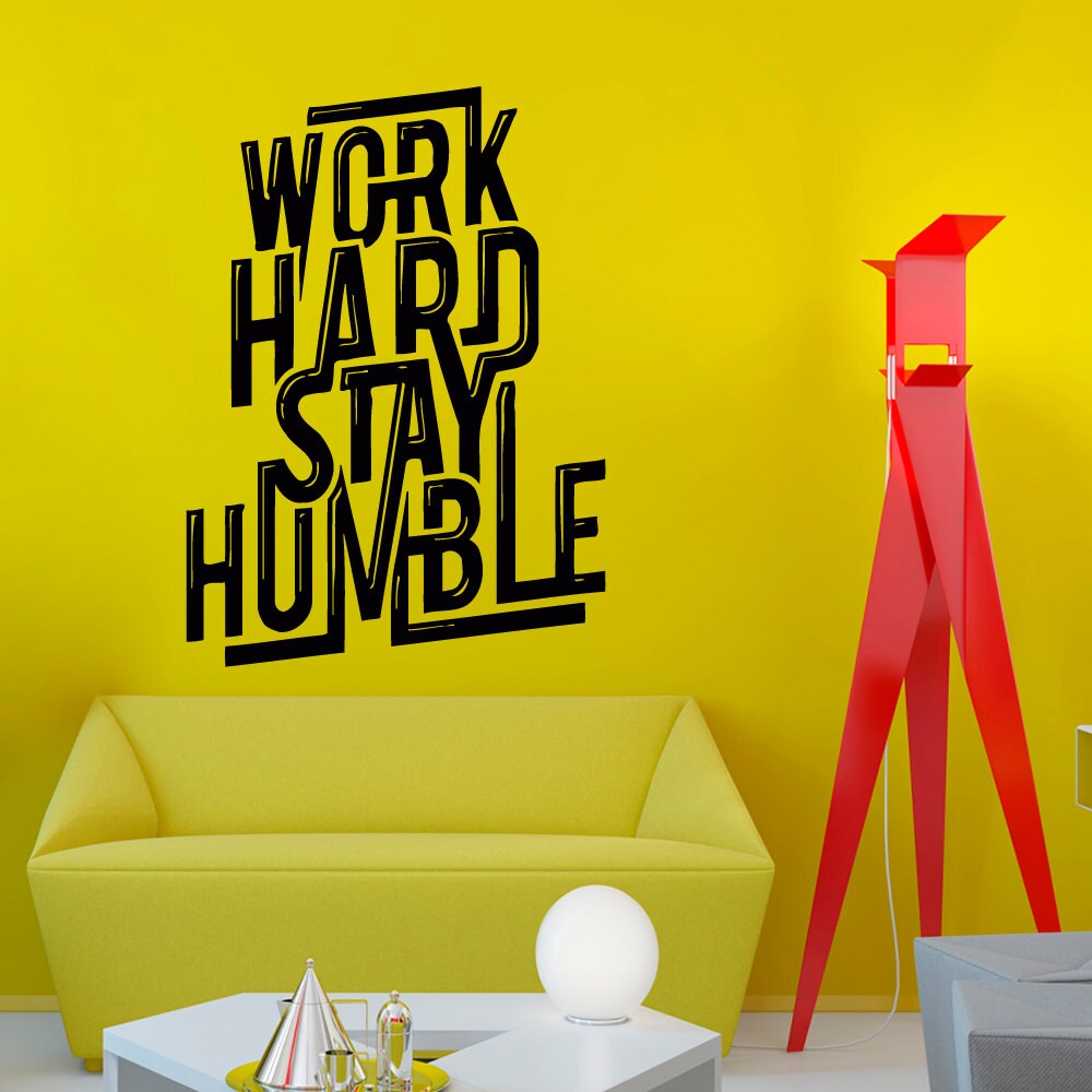Wall Decals Work Hard Quote Decal Vinyl Sticker Home Decor Art Murals ...