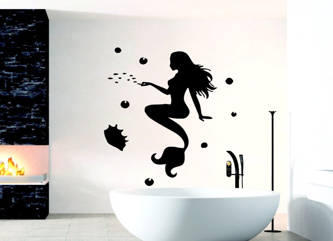 Wall Decals Mermaid Bathroom Decal Vinyl Sticker Home Mural Decor ...