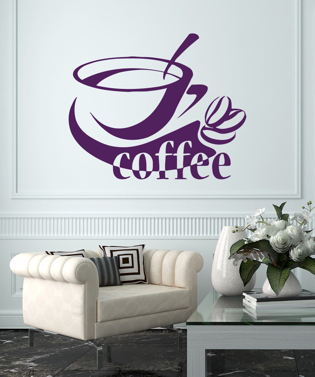 Coffee Wall Decals Cup Decal Kitchen Vinyl Stickers Cafe Decor Art Home ...