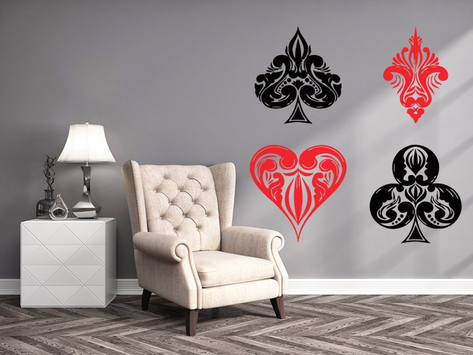 Poker Wall Decals Cards Casino Decal Colors Vinyl Stickers | Etsy