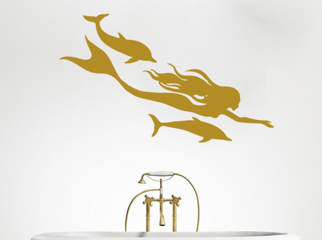Mermaid Wall Decals Nautical Sea Ocean Dolphin Decal Vinyl Sticker ...