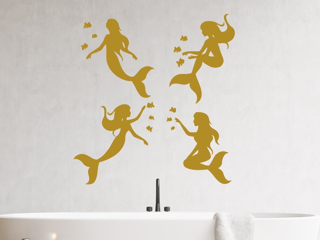 Mermaid Wall Art - Nautical Decals - Sea Ocean - Animal Fish Decal ...
