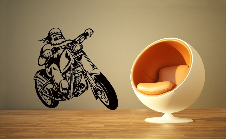 Biker Wall Decals Harley Man Decal Vinyl Sticker Home Decor Art Bedroom ...