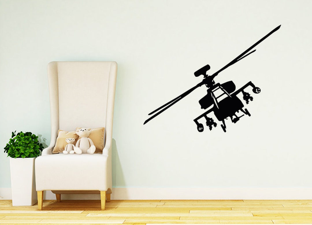 Helicopter Wall Decals Plane Decal Nursery Vinyl Stickers Boy Room ...