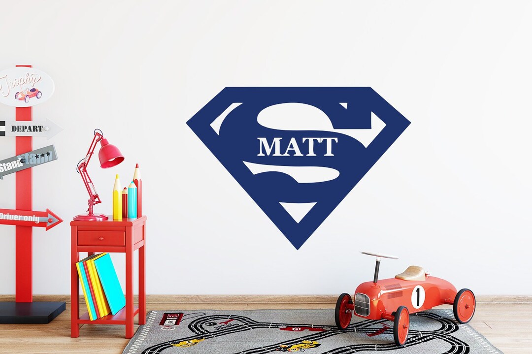 NAME Wall Decals SUPERHERO Decal HERO Vinyl Sticker Nursery Art Decor ...