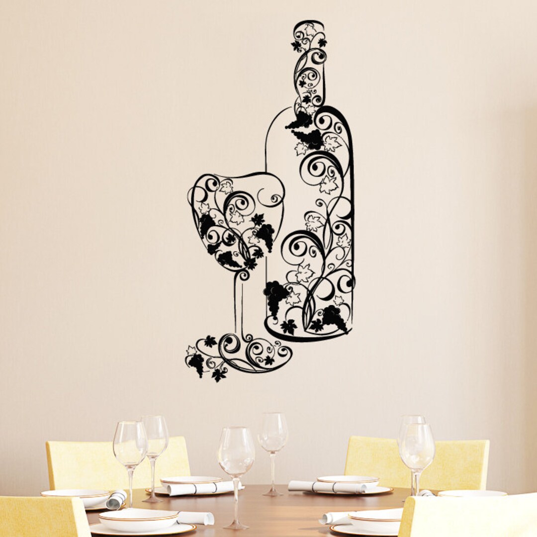 Wall Decals Grapes Wineglass Wine Decal Vinyl Sticker Home Decor ...