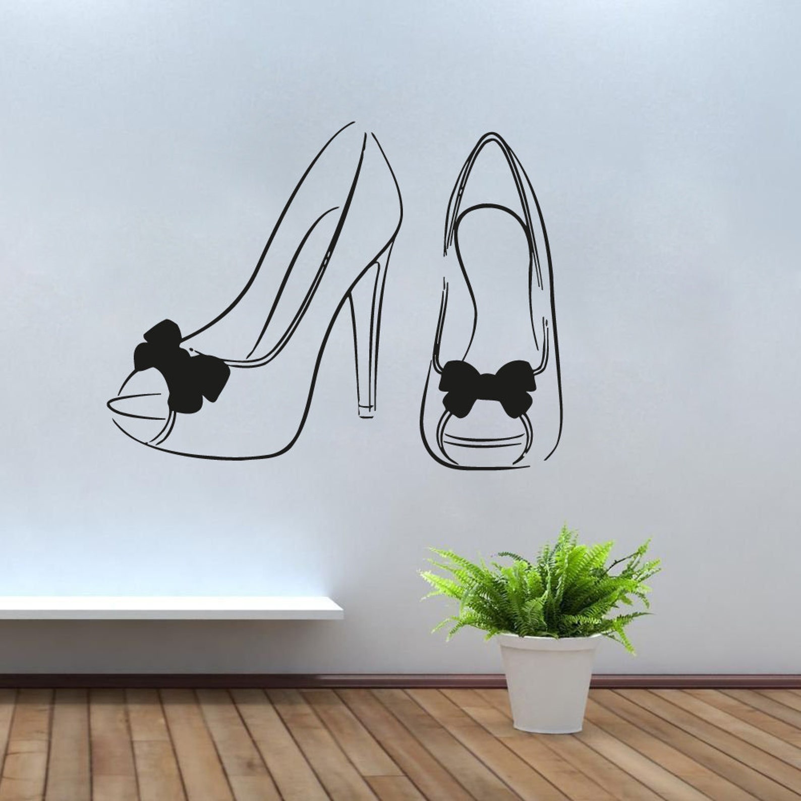 High Heels Wall Decals Fashion Stylish Shoe Vinyl Sticker Home Bedroom ...