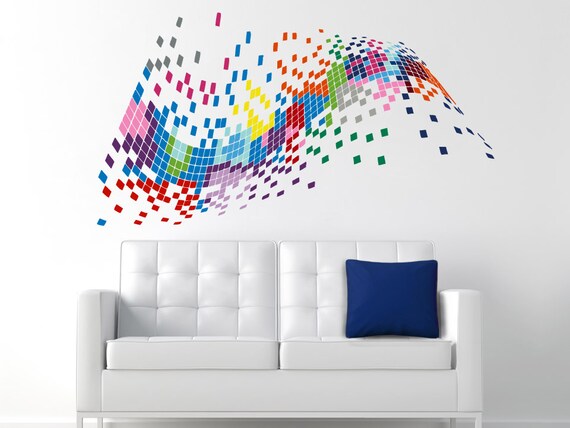 Pixel Wall Decals Full Color Decal Colorful Vinyl Decal - Etsy