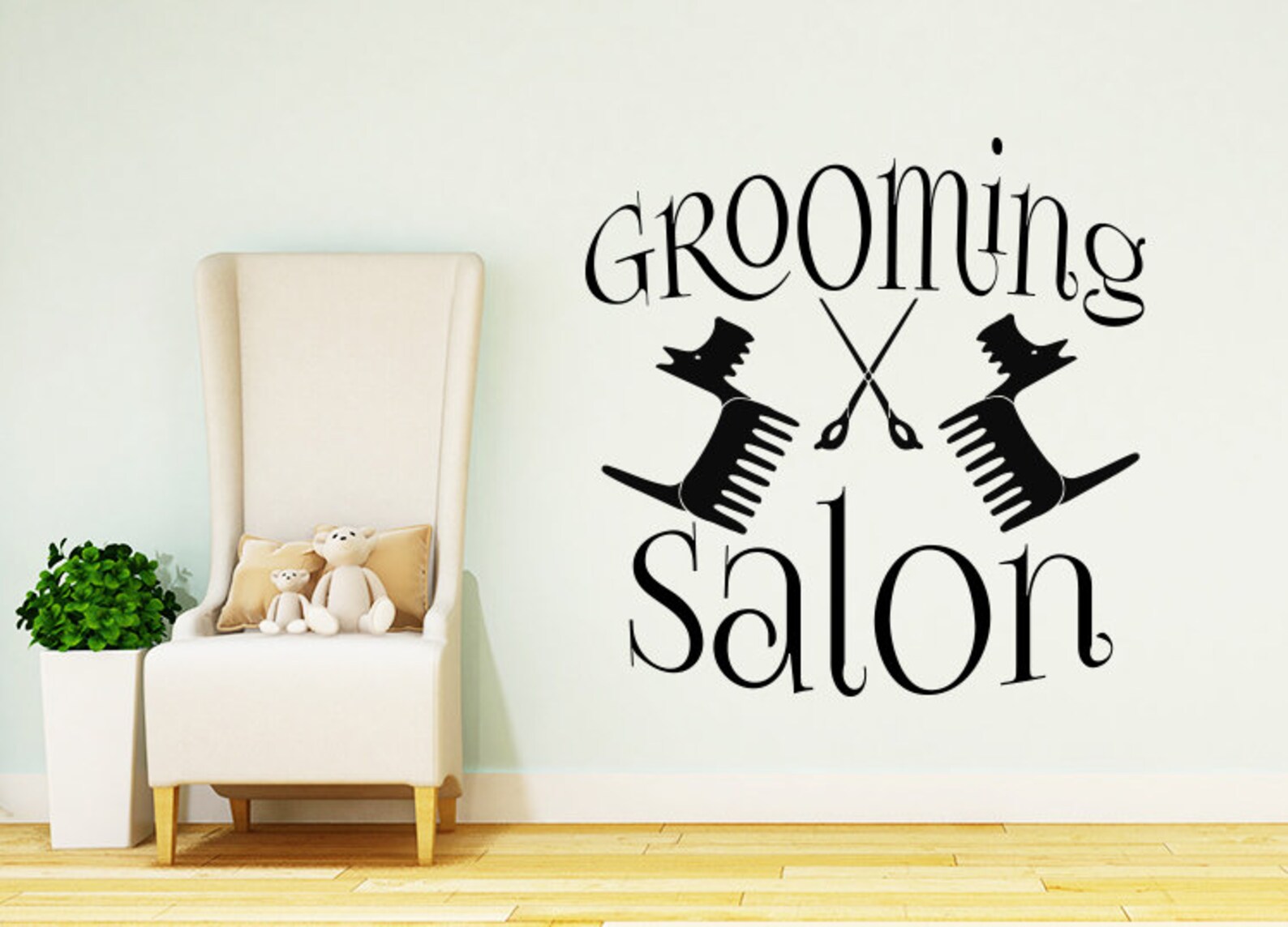 Grooming Salon Wall Decal Dog Cat Decal Pet Shop Vinyl Stickers Home ...