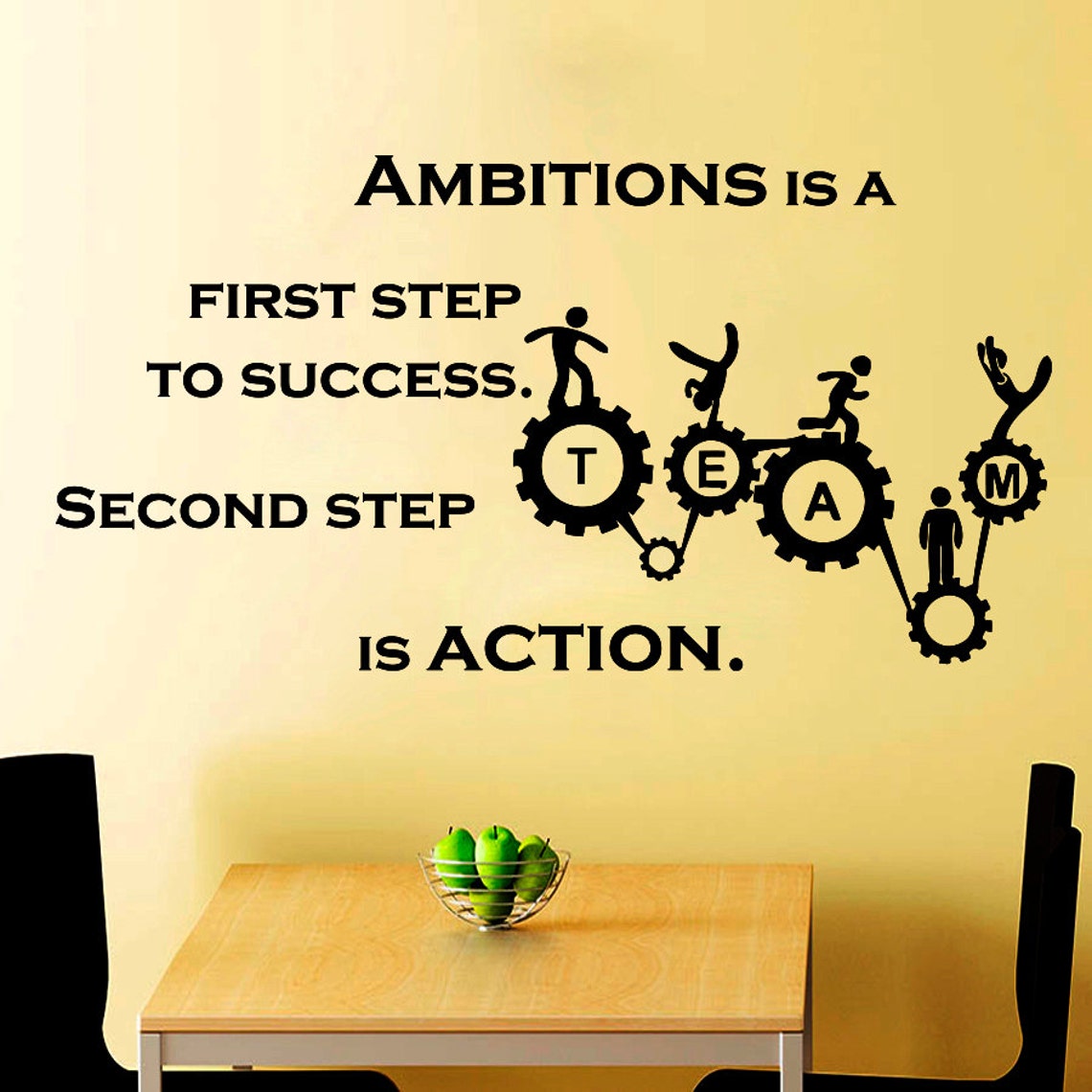 Wall Decals Quote Ambitions and Action Teamwork Motivation - Etsy