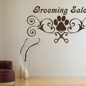 Wall Decals Grooming Salon Decal Trail Paw Print Scissors Vinyl Sticker ...