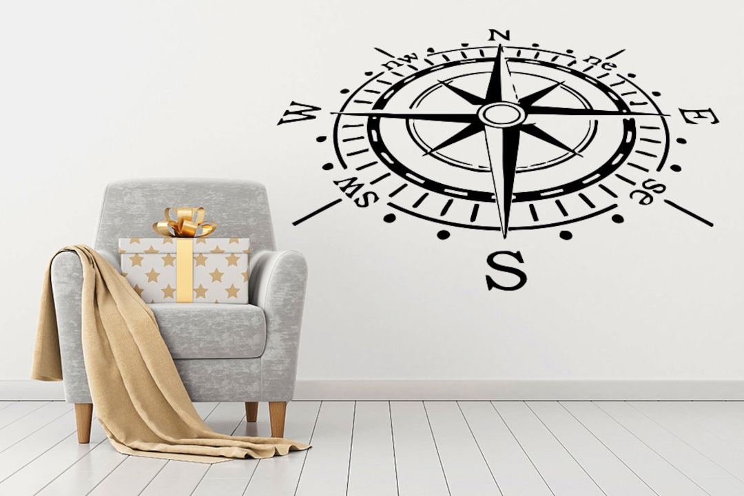 Nautical Wall Decals Rose Wind Decal Compass Vinyl Stickers Home Decor ...