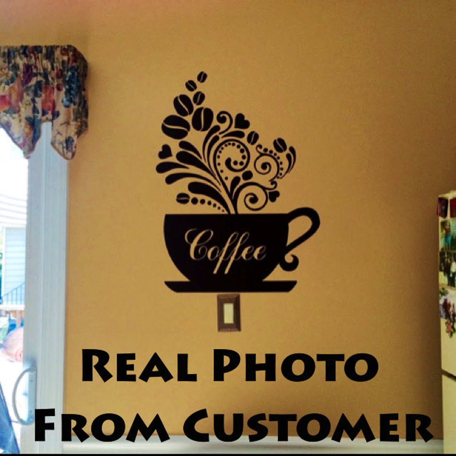 Coffee Wall Decals Cup Decal Kitchen Vinyl Stickers Home Decor Window ...