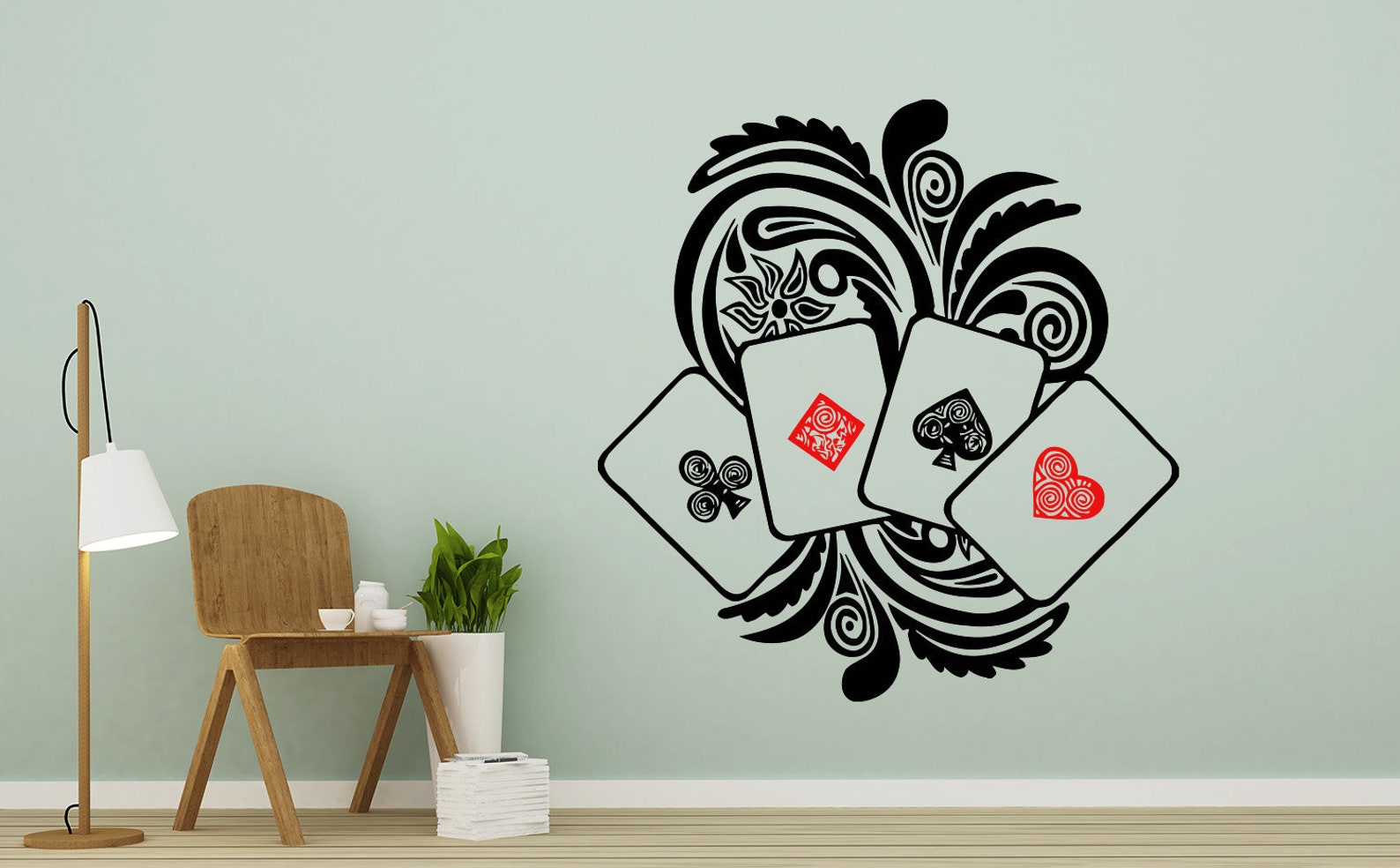 Poker Wall Decals Cards Decal Casino Vinyl Stickers Home Decor Kitchen ...