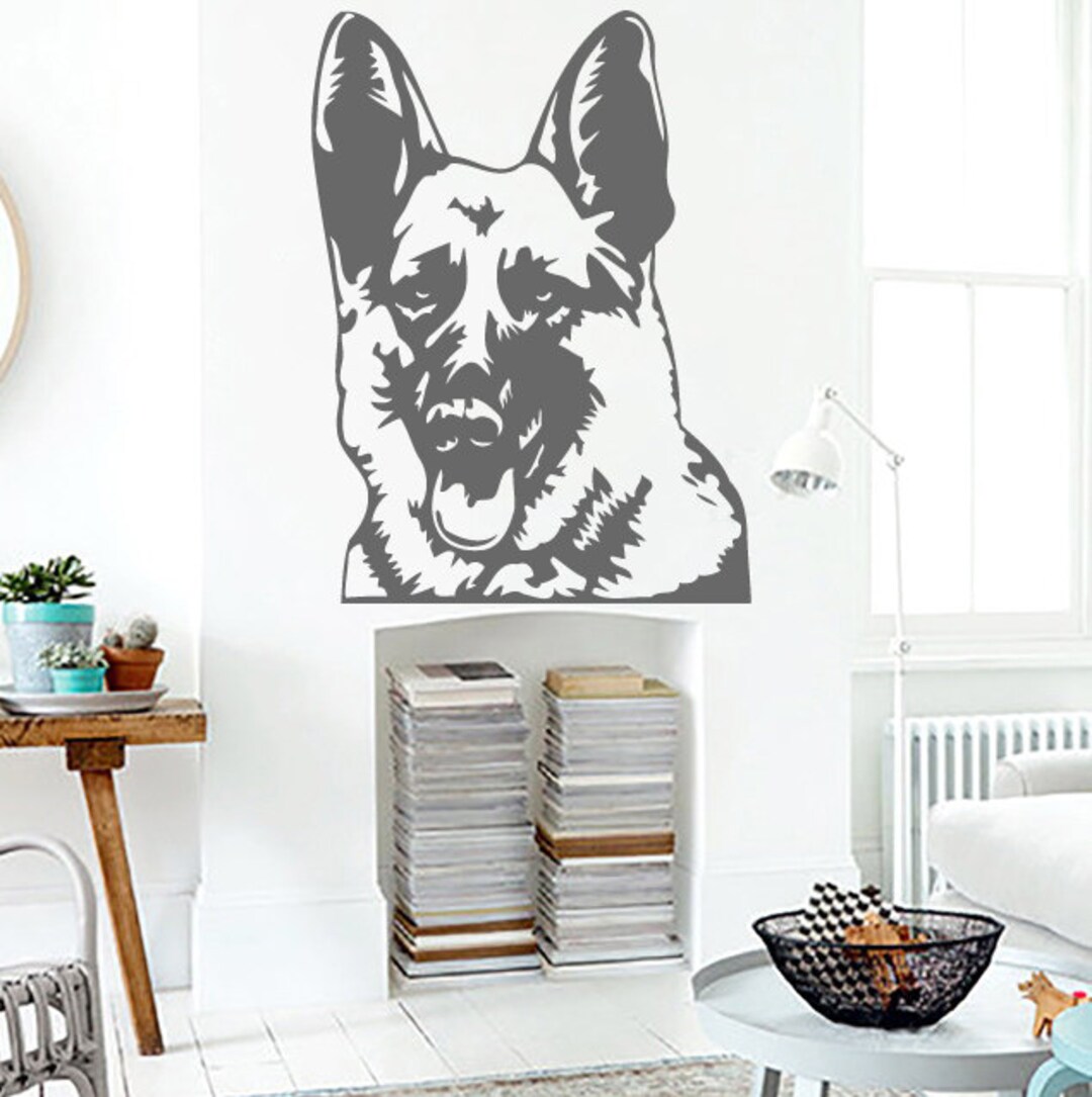 German Shepherd Dog Head Vinyl Decals Wall Sticker Art Design Living ...