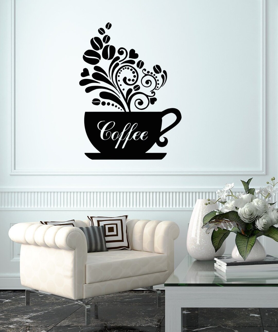 Coffee Wall Decals Cup Decal Kitchen Vinyl Stickers Home Decor Window ...