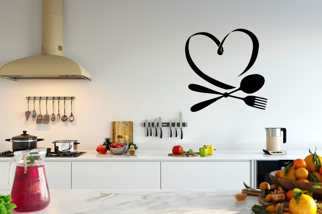 Kitchen Wall Decals Spoon and Fork Decal Cafe Vinyl Sticker Home Decor ...