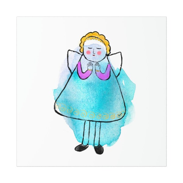 Linocut Angel Art - Etsy