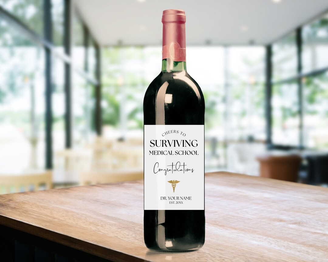 Residency Match Day Wine Label Sticker | Personalized New Doctor Gift ...