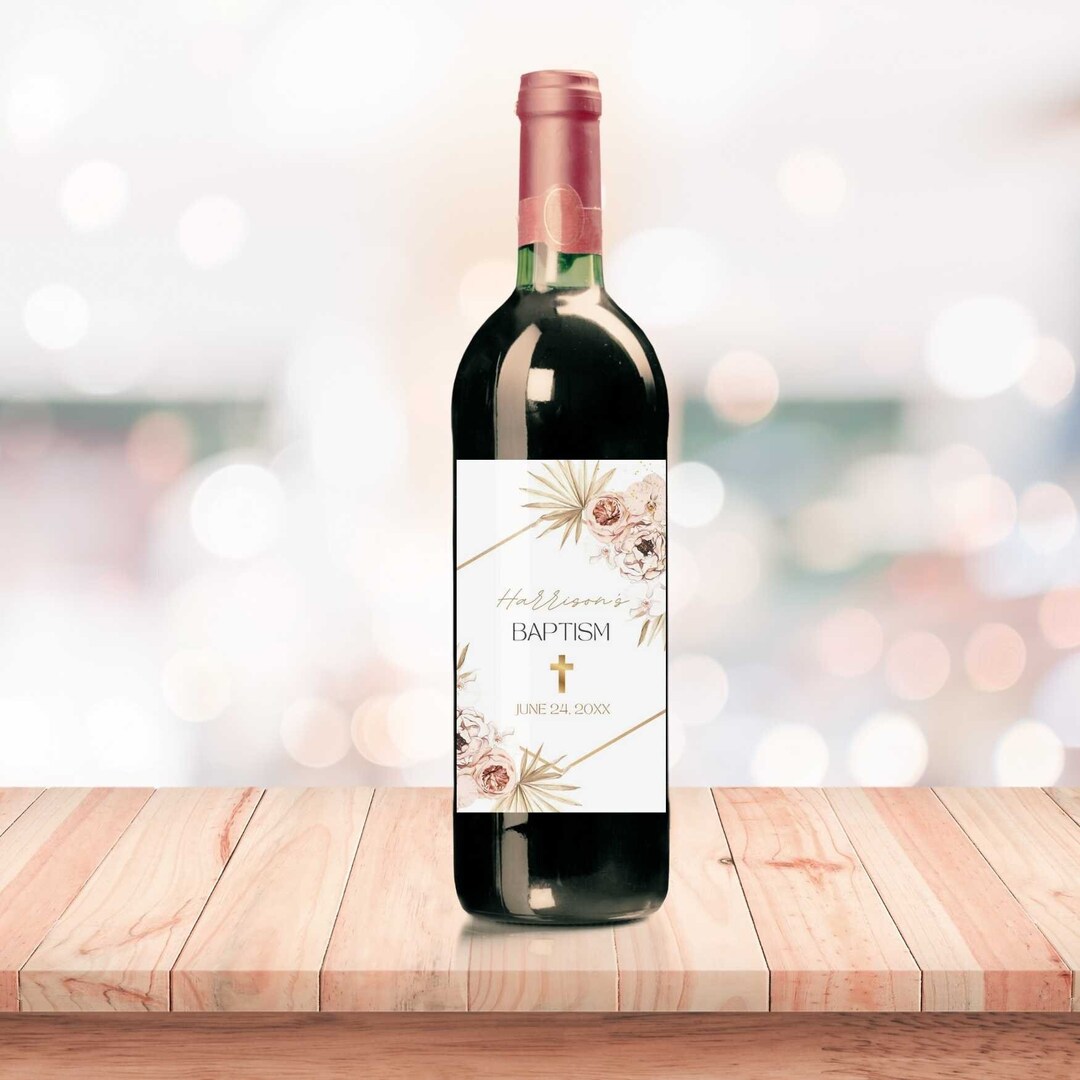 Baptism Wine Label | Personalized Bottle Sticker First Communion Wine ...