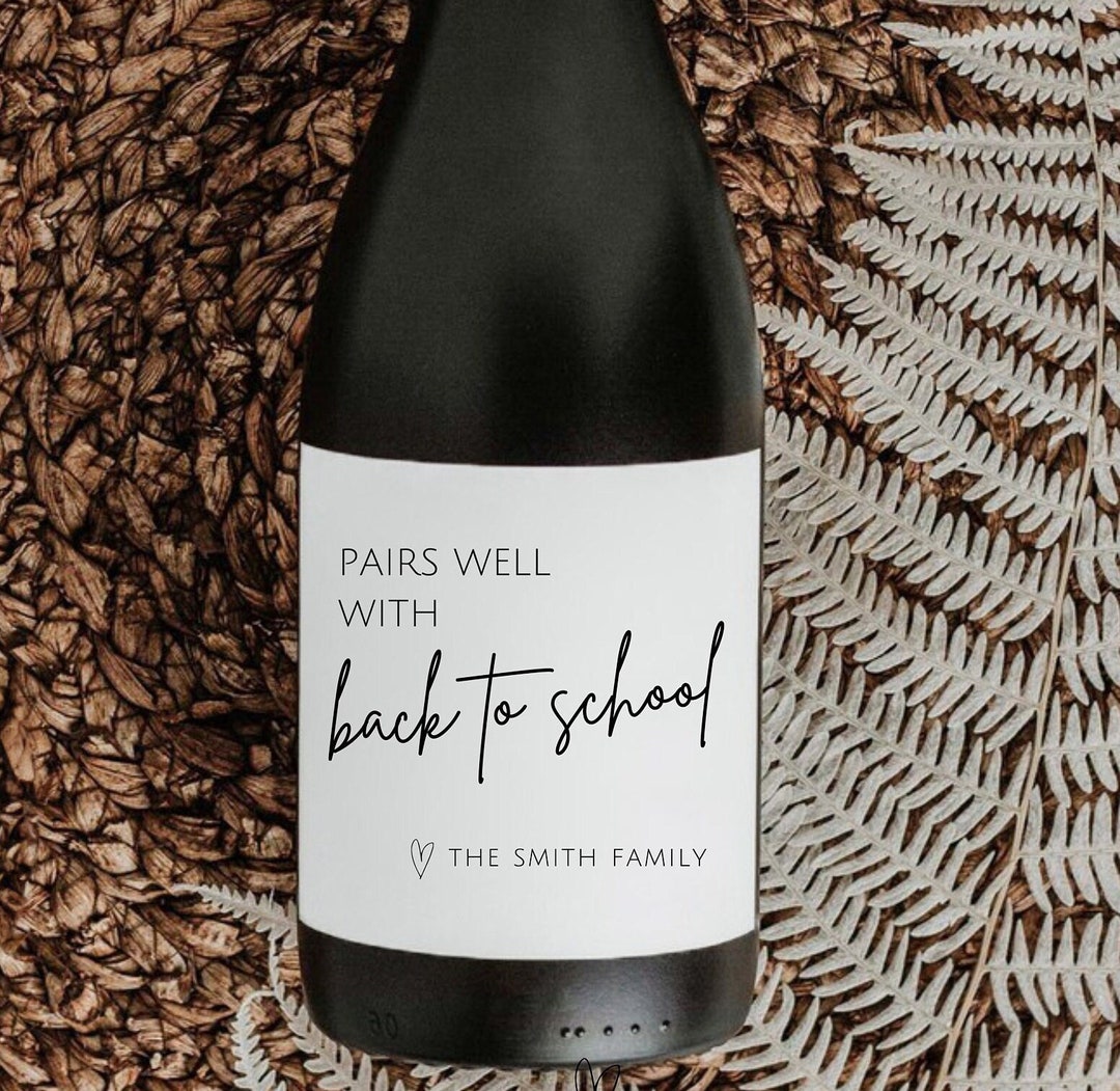 Back to School Wine Label Gift From Student Teacher Gift Sticker ...