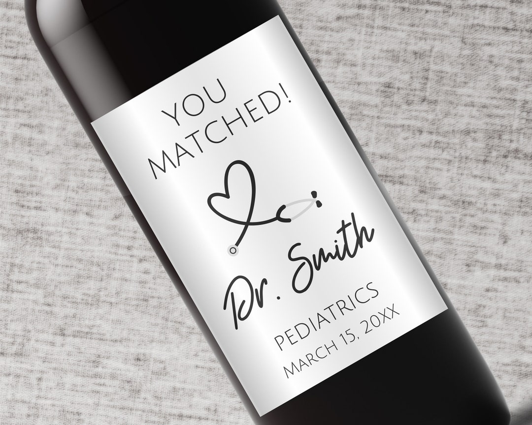 Match Day Gift | Personalized Match Day Wine Label | Medical Residency ...