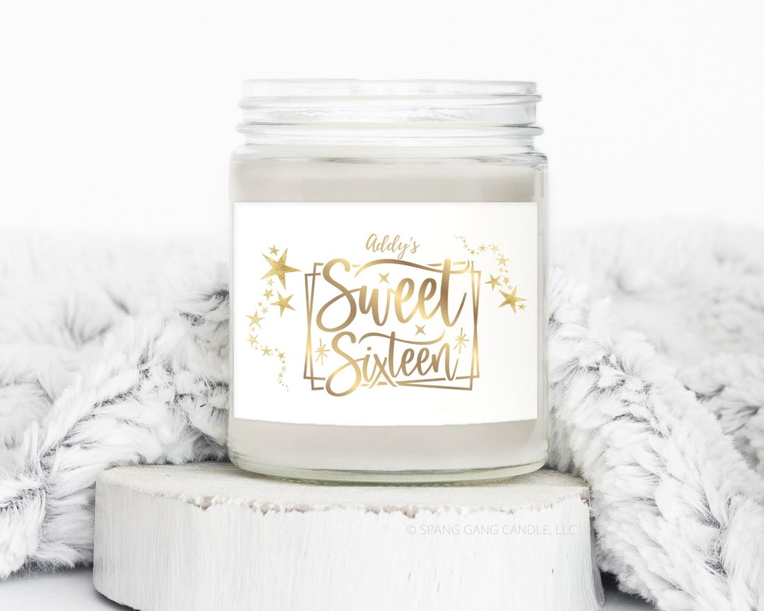 Personalized Sweet Sixteen Candle Label | 16th Birthday Gift | Happy ...