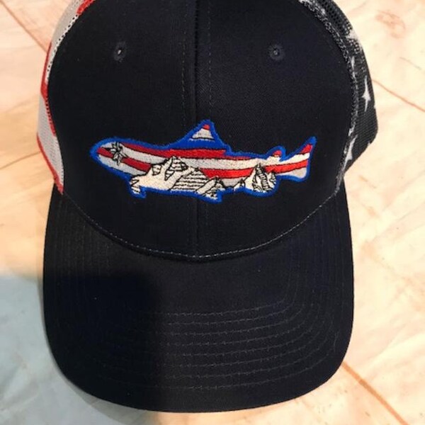 American Flag Hat With Fish - Etsy