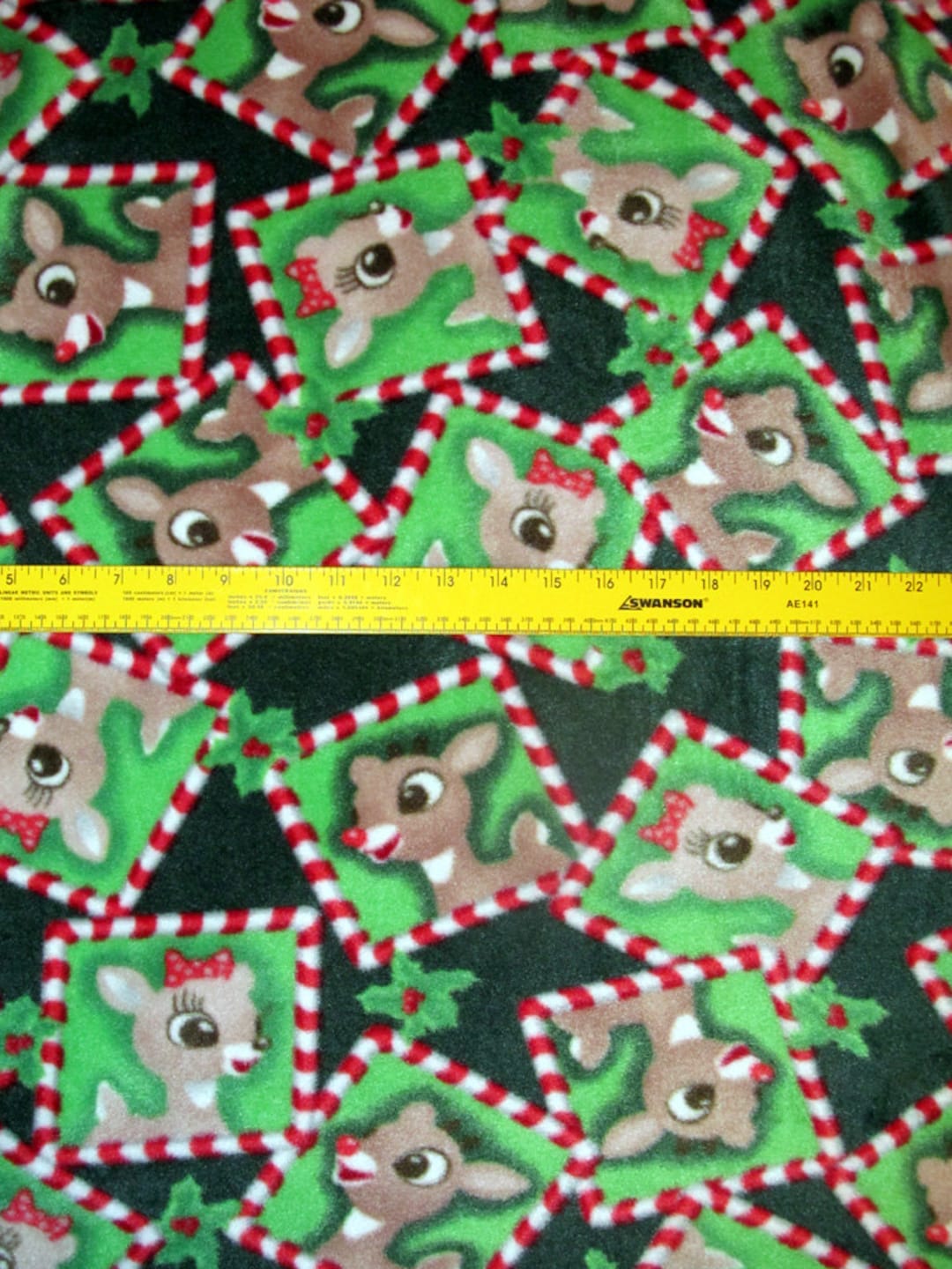 Rudolph the Red Nose Reindeer Christmas Fleece Fabric BTY RARE - Etsy