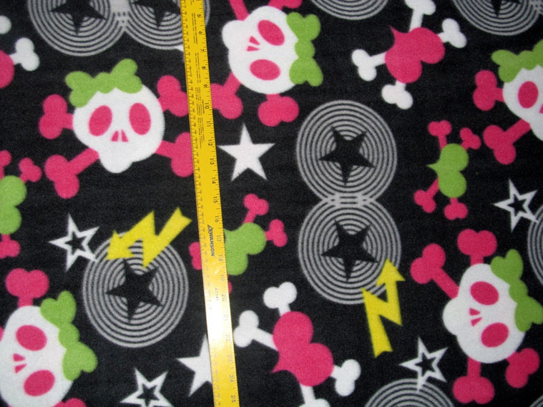Girly Skull Punk Rock Star Fleece Fabric BTY RARE - Etsy