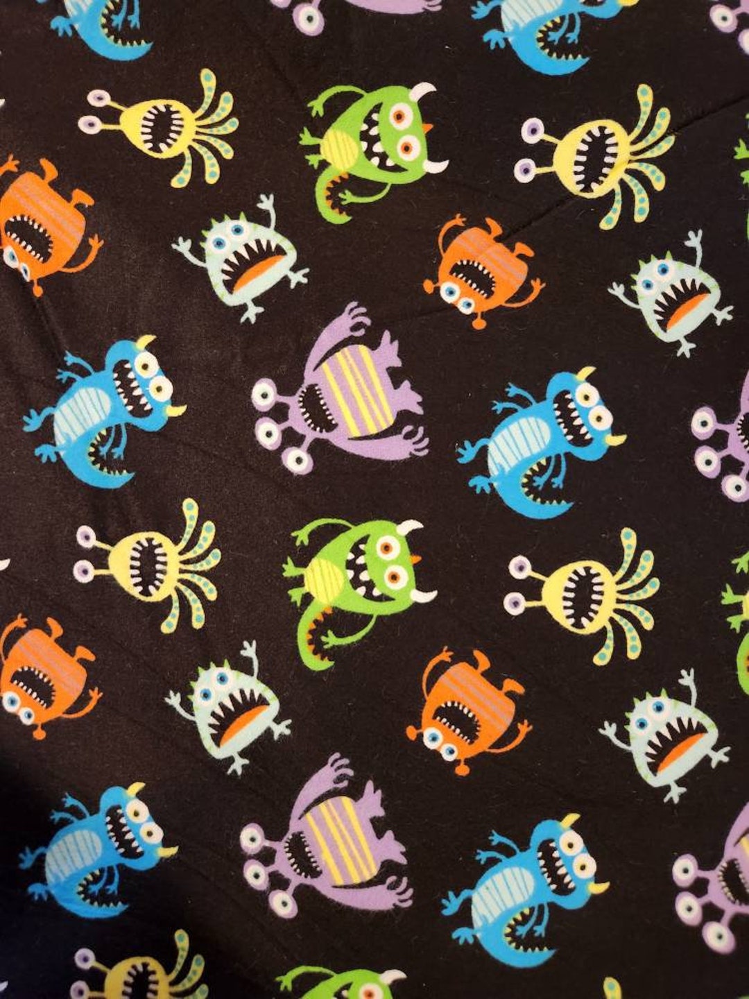 Happy Monsters Flannel Fabric BTY RARE VHTF - Etsy
