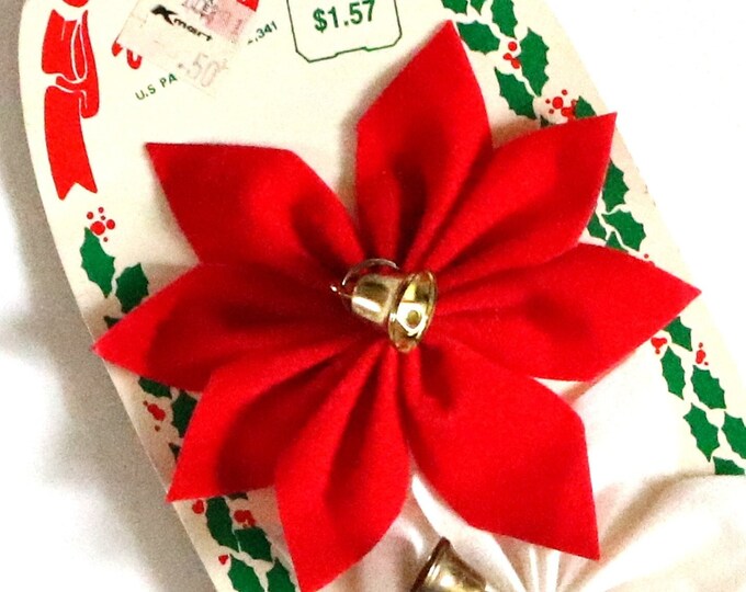 Vintage Flocked Poinsettia Christmas Gift Tags. Christmas Wrapping ...