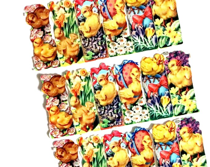 Vintage Easter Chick Die Cut Seals. German Scraps. Easter Ephemera ...