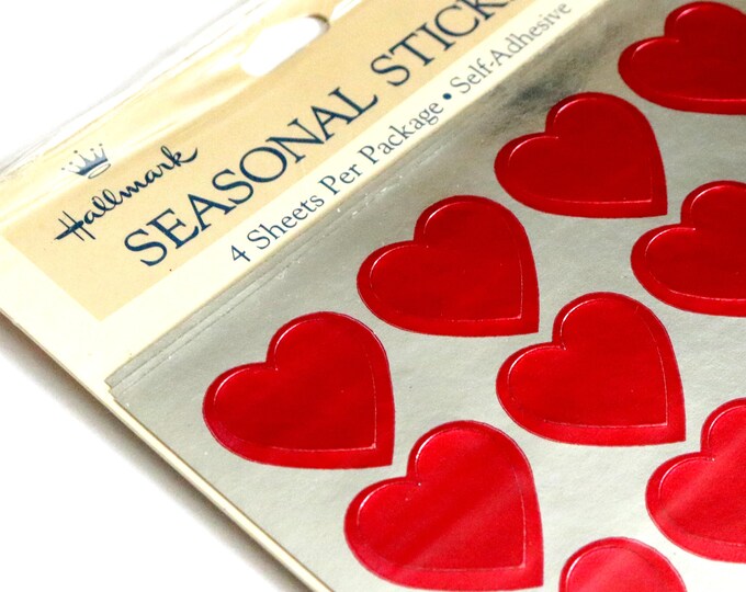 Vintage Red Foil Heart Sticker Sheets: Valentine Ephemera, Junk Journal ...