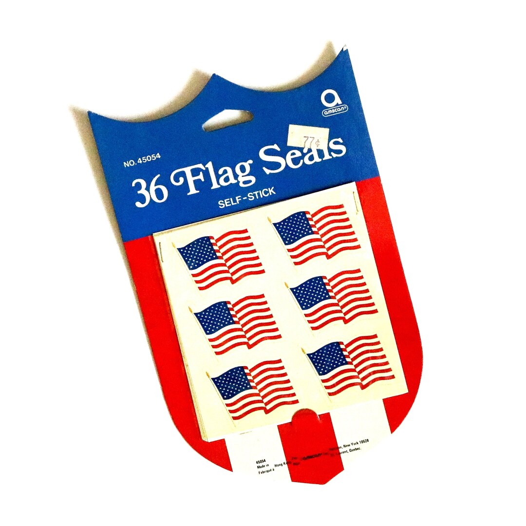 Vintage American Flag Sticker Seals. Vintage Patriotic Ephemera. Mini ...