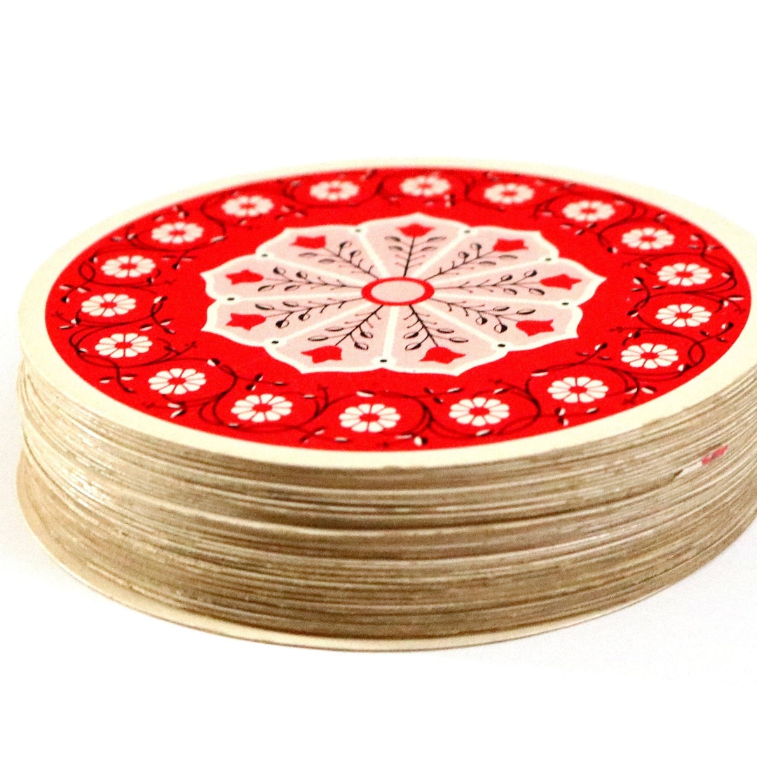 Vintage Round Red Playing Cards. Vintage Ephemera. Junk Journal Paper ...