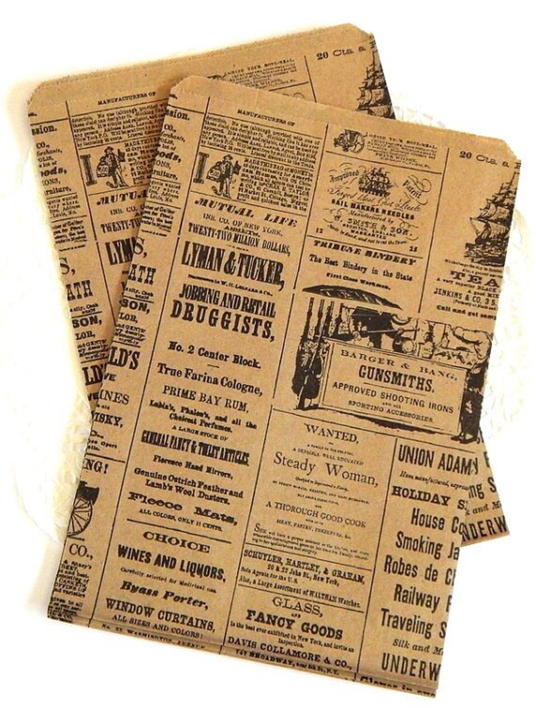 Newsprint Kraft Paper Merchandise Bags: Favor Bags, Junk Journal Supply ...