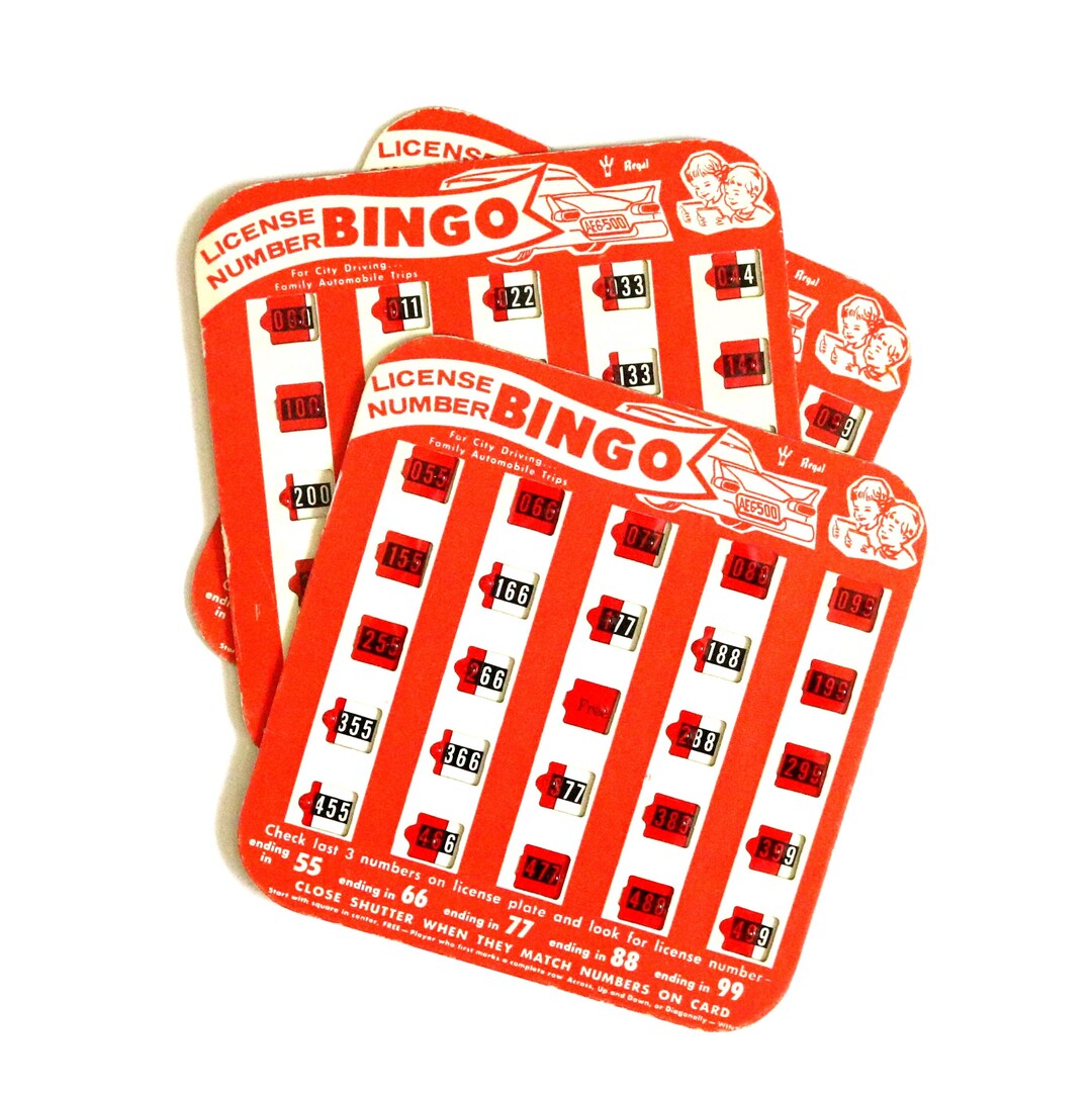 Vintage License Plate Travel Bingo Cards. Vintage Game Cards. Vintage ...