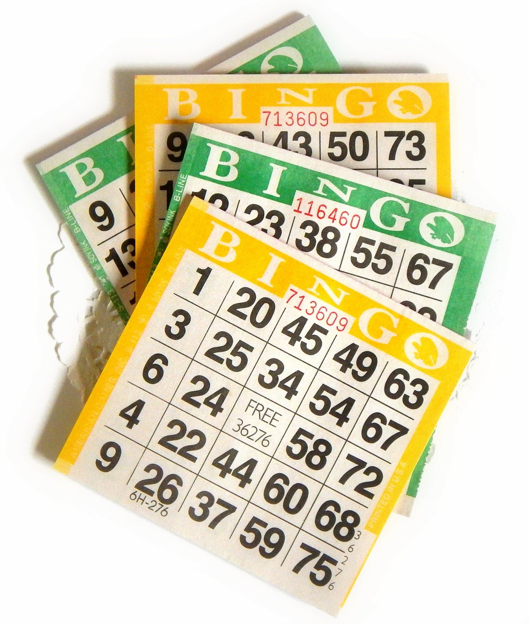 Green and Yellow Bingo Game Cards. Bingo Cards. Paper Bingo Cards ...
