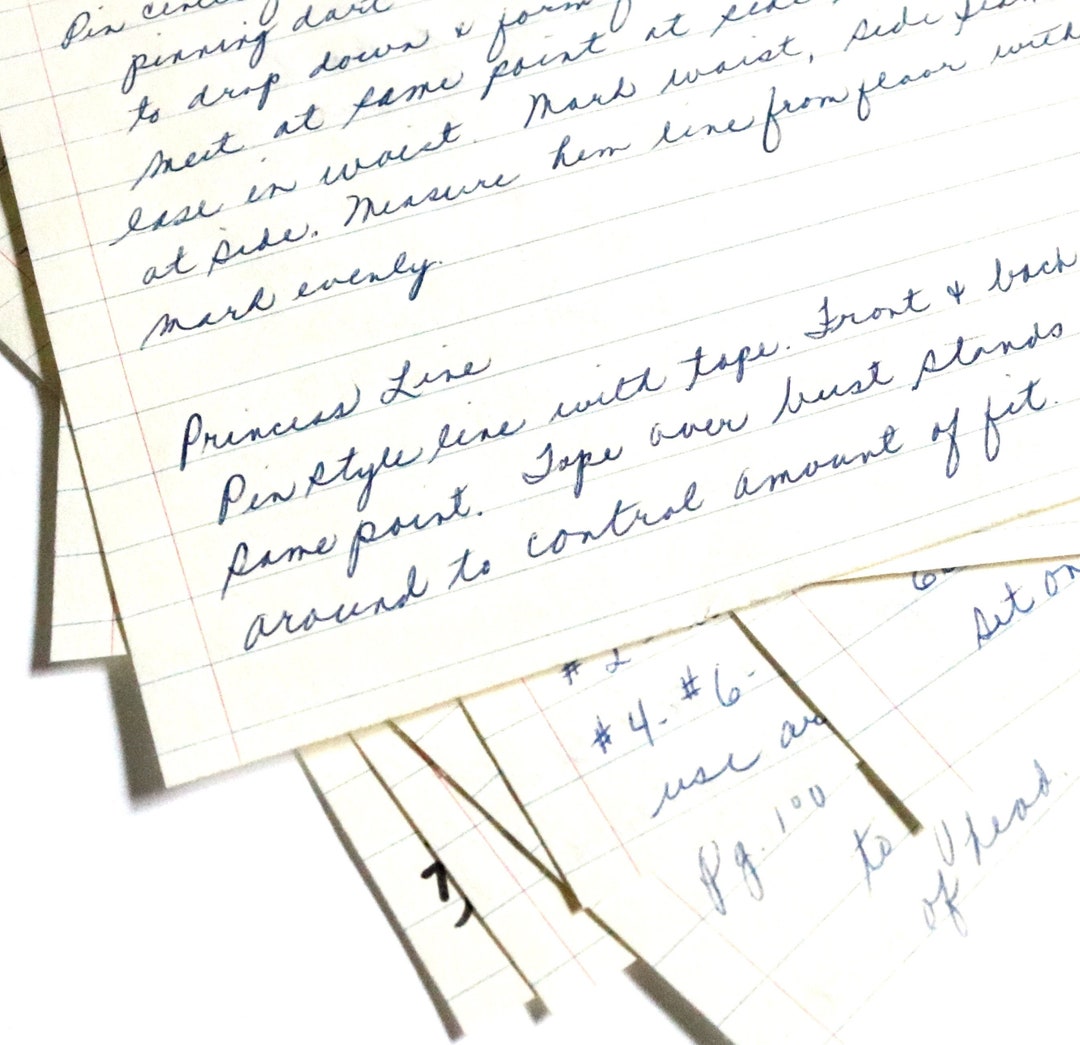 Vintage Handwritten Sewing Class Note Pages. Vintage Ephemera. Junk ...